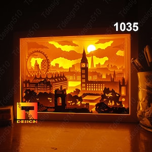 City of London Paper Cut Light Box Template, Shadow Box, 3D Papercut ...
