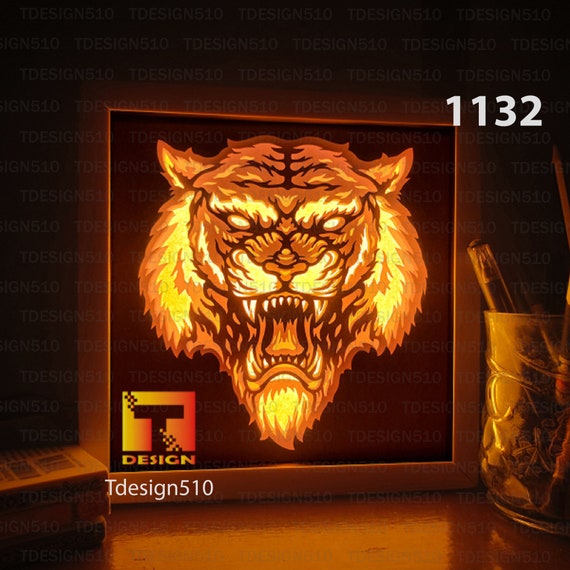 Tiger Paper Cut Light Box Template Shadow Box 3D Papercut - Etsy