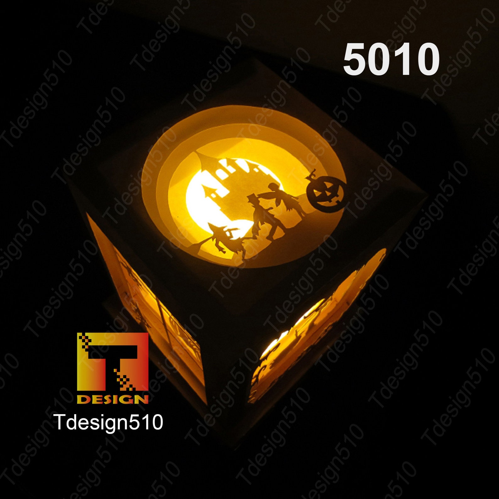 Halloween 5 Sided Paper Cut Light Box Template Shadow Box 3D - Etsy