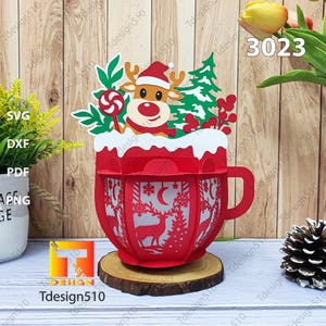 Christmas Hot Cocoa Lantern Paper Cutting 3D Shadow Box Papercut ...