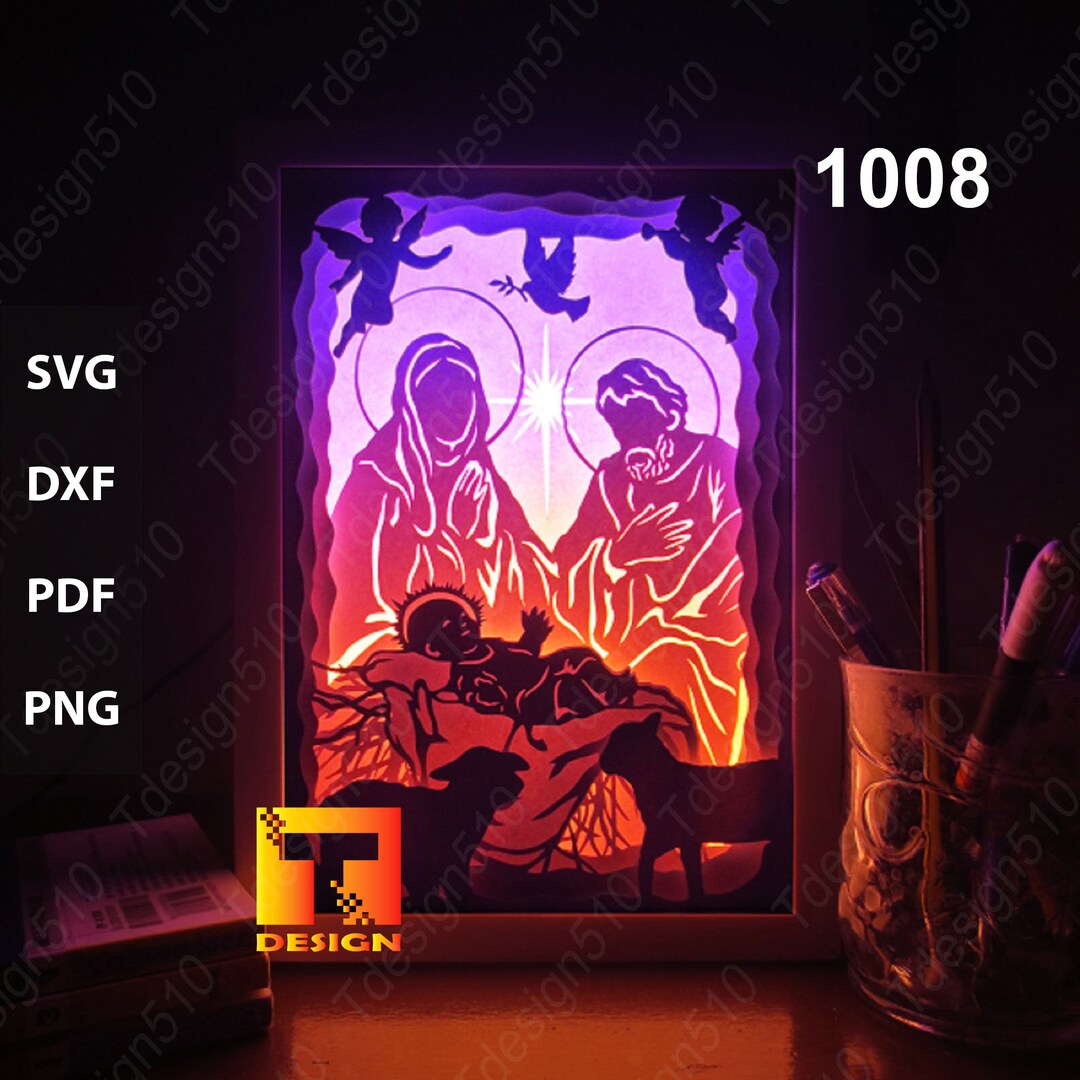 Jesus Christmas Paper Cut Light Box Template, Shadow Box, 3D Papercut ...