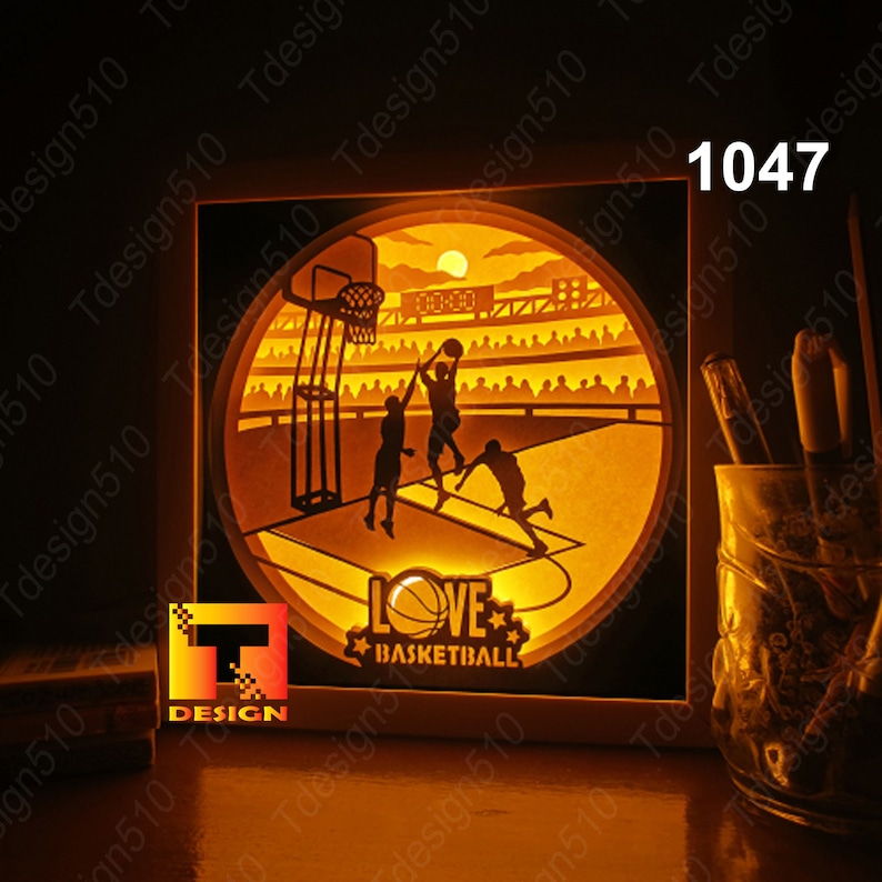 Basketball Paper Cut Light Box Template Shadow Box 3D - Etsy