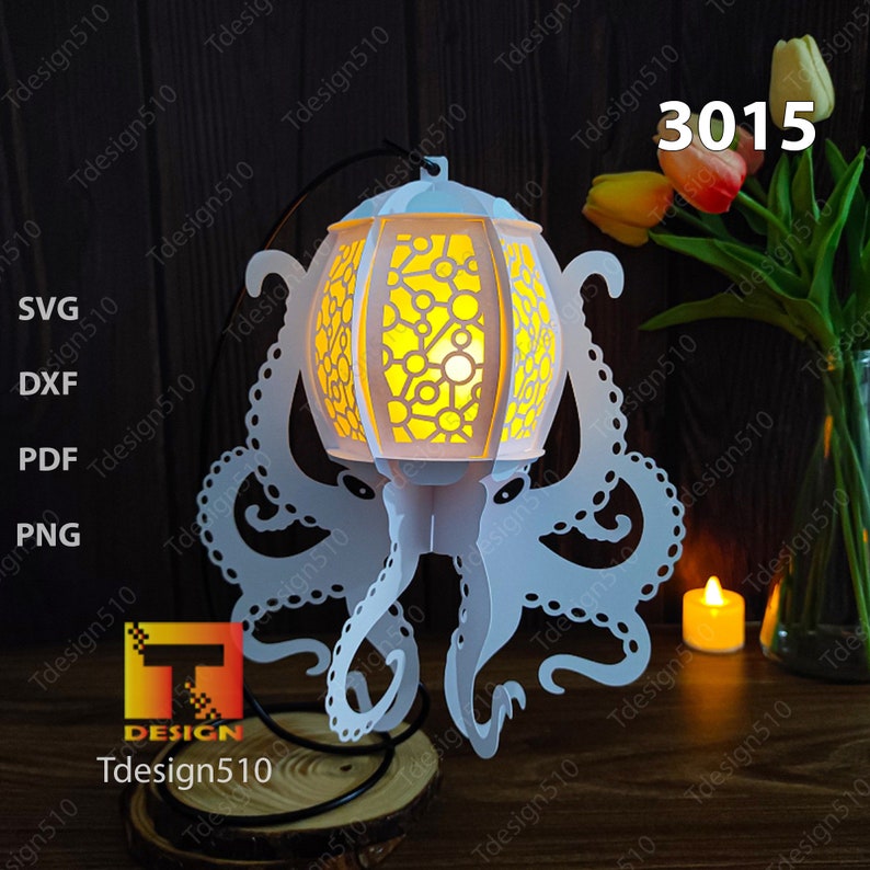 Ocean Lantern Paper Cutting Lamp 3D Shadow Box Light Box Template ...