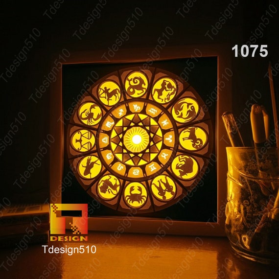 Zodiac Signs Paper Cut Light Box Template Shadow Box 3D - Etsy