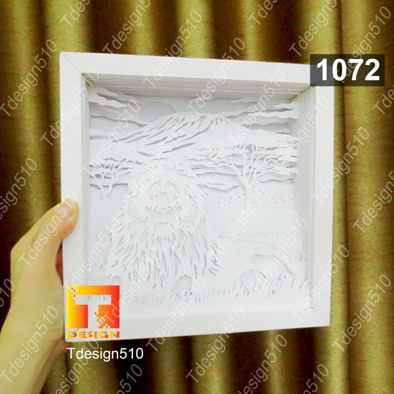 Lion Paper Cut Light Box Template, Shadow Box, 3D Papercut Lightbox Svg ...