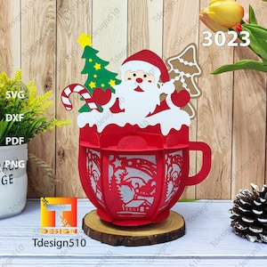 Christmas Hot Cocoa Lantern Paper Cutting 3D Shadow Box Papercut ...