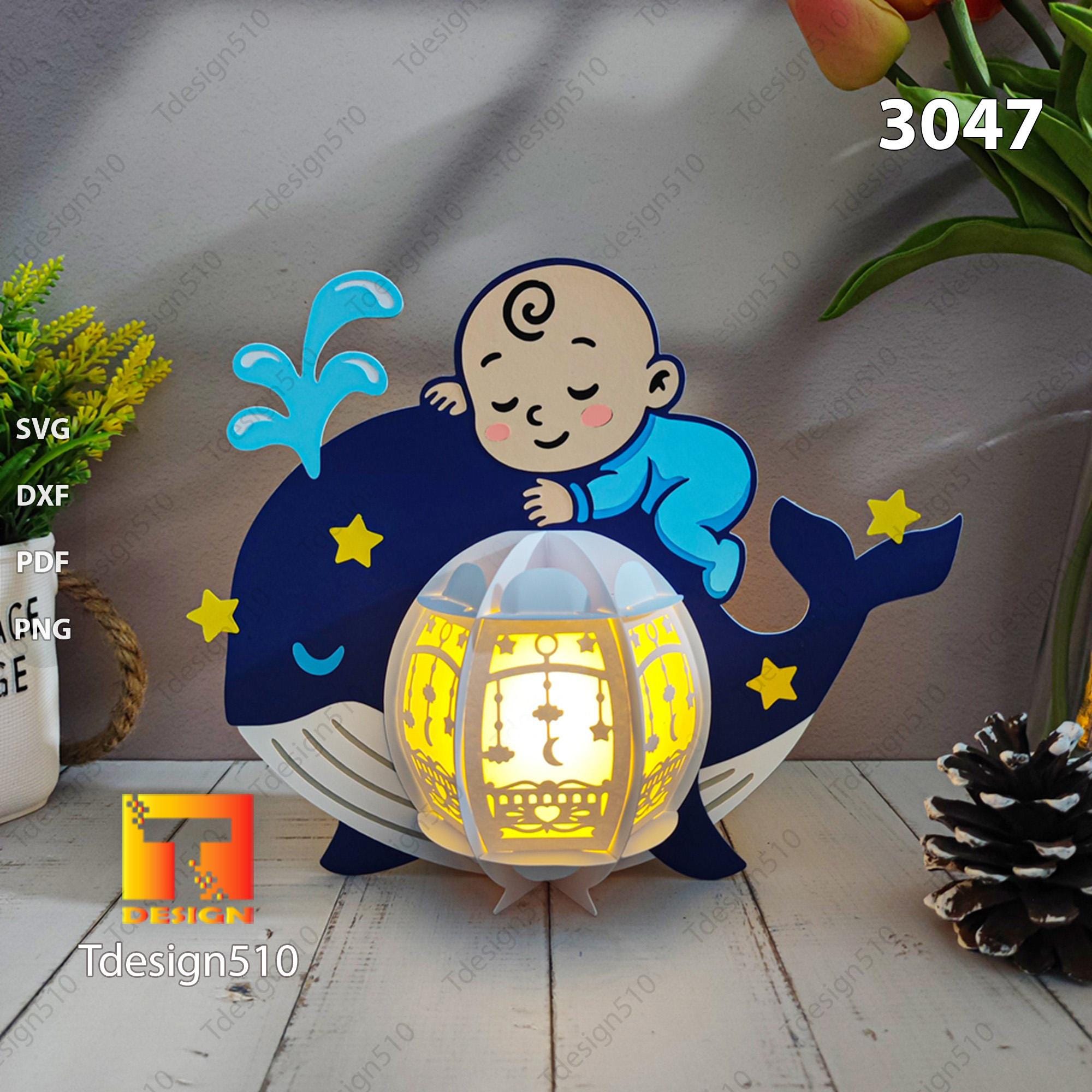 Baby Lantern Paper Cutting Lamp 3D Shadow Box Light Box Papercut ...