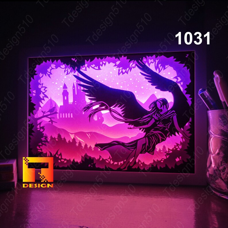 Angel Wings Paper Cut Light Box Template, Shadow Box, 3D Papercut ...