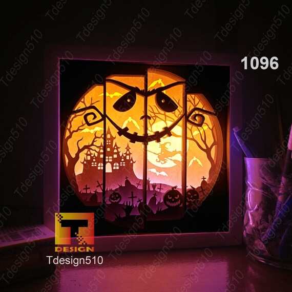 Halloween Paper Cut Light Box Template Shadow Box 3D | Etsy