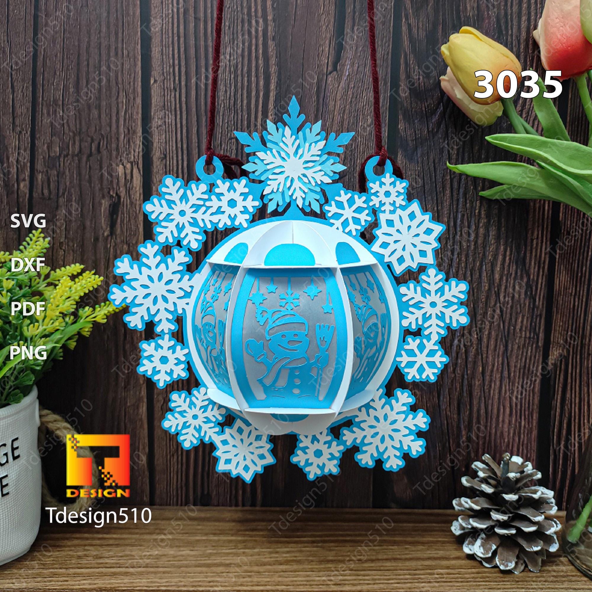 Christmas Wreath Lantern Paper Cutting Lamp 3D Shadow Box Light Box ...