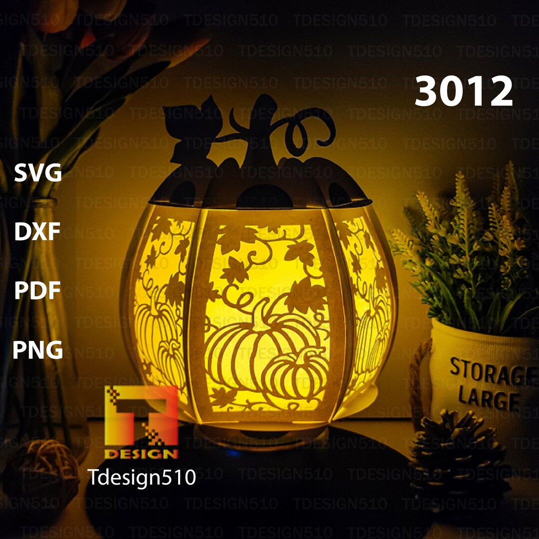 Pumpkin Lantern Paper Cutting Lamp 3D Shadow Box Light Box Template ...