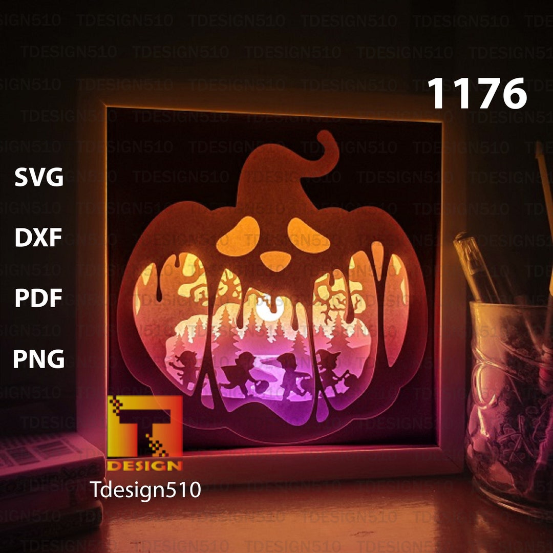 Halloween Paper Cut Light Box Template, Shadow Box, 3D Papercut ...