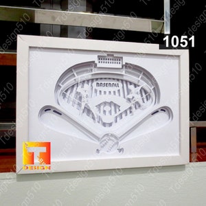 Baseball Paper Cut Light Box Template, Shadow Box, 3D Papercut Lightbox ...