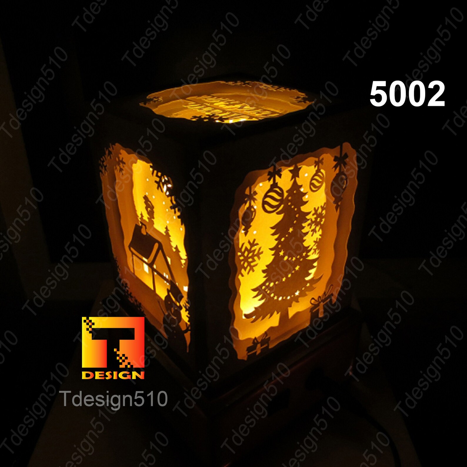 Christmas 5 Sided Paper Cut Light Box Template Shadow Box 3D | Etsy