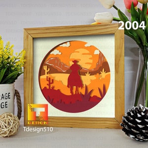 Cowboy 3D Shadow Box Paper Cutting Templates Papercut Crafting Svg File ...