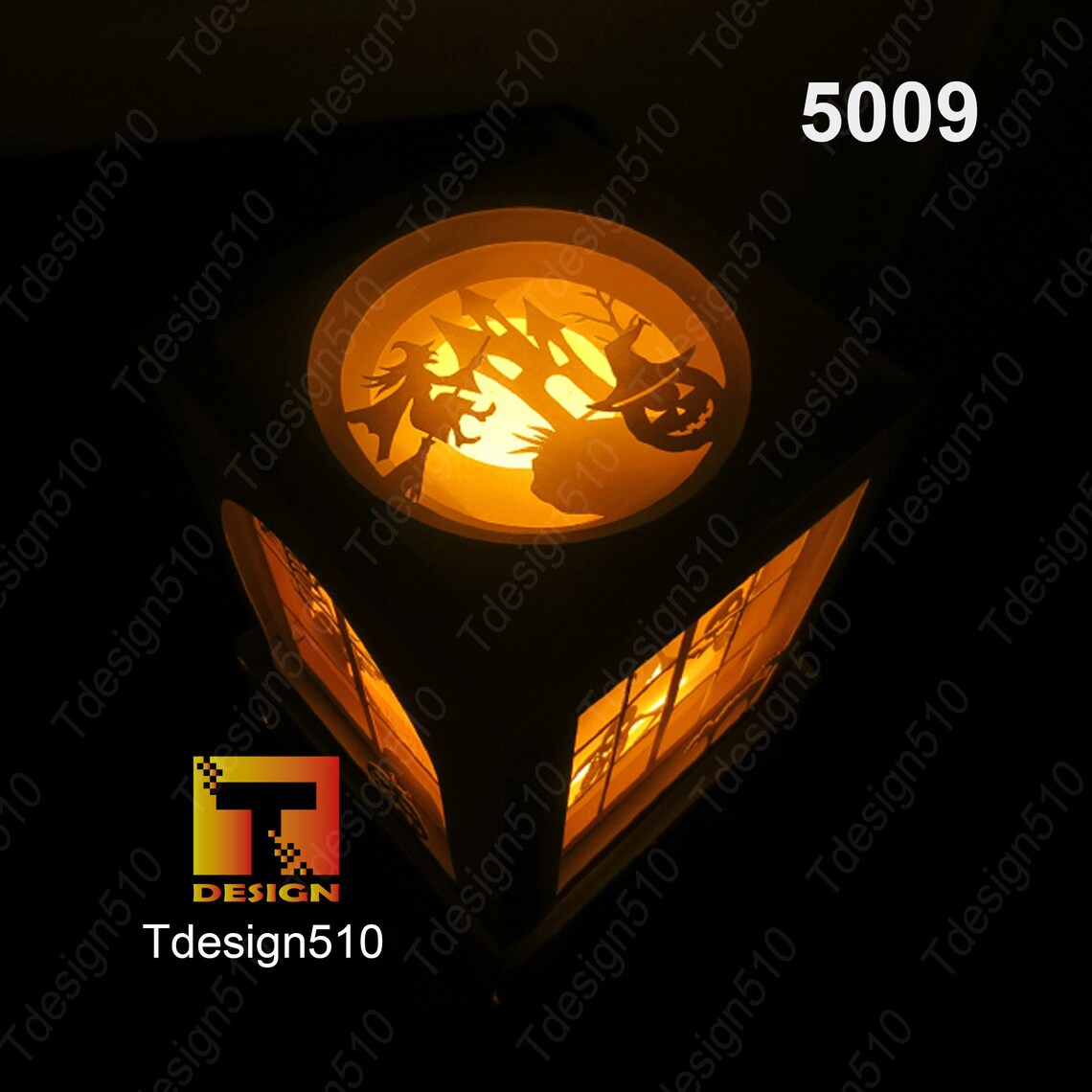 Halloween 5 Sided Paper Cut Light Box Template Shadow Box 3D | Etsy