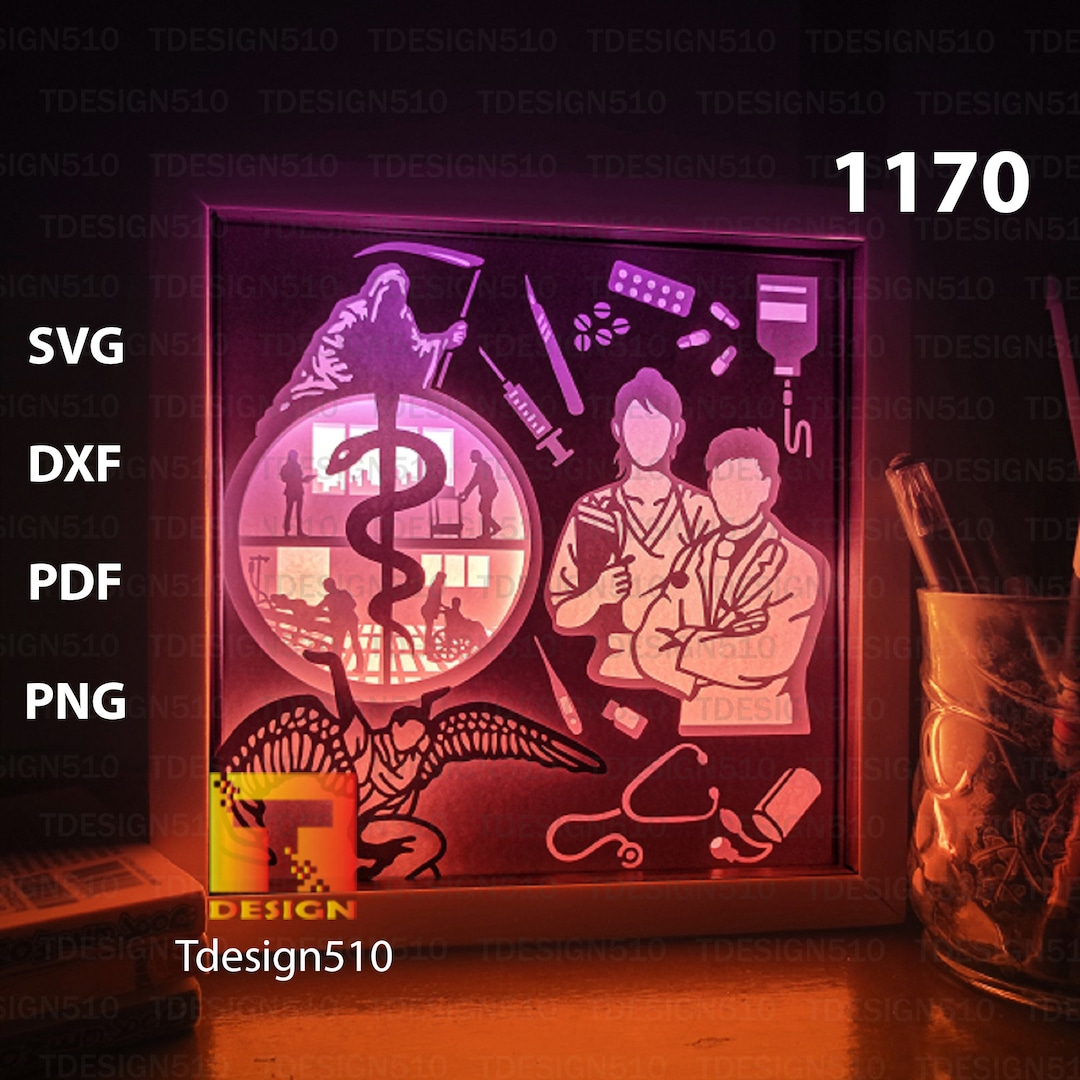 Doctor Nurse Paper Cut Light Box Template, Shadow Box, 3D Papercut ...
