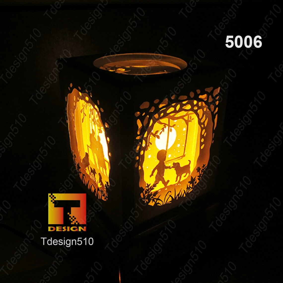 Love Dog 5 Sided Paper Cut Light Box Template Shadow Box 3D | Etsy