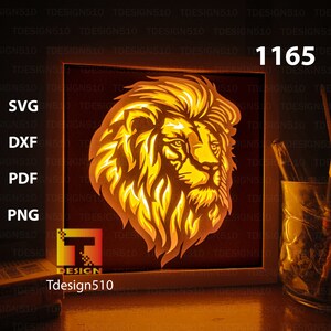 Lion Paper Cut Light Box Template, Shadow Box, 3D Papercut Lightbox Svg ...