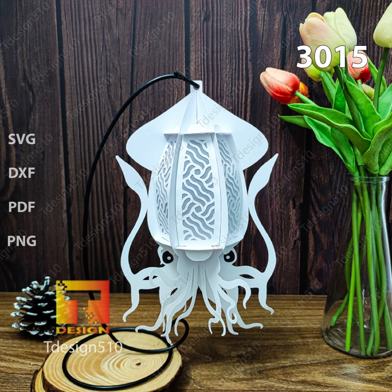 Ocean Lantern Paper Cutting Lamp 3D Shadow Box Light Box Template ...