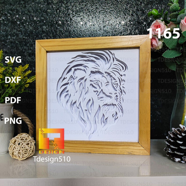 Lion Paper Cut Light Box Template, Shadow Box, 3D Papercut Lightbox Svg ...