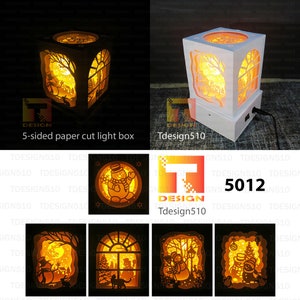 Snowman 5 Sided Paper Cut Light Box Template, Shadow Box, 3D Lanterns ...