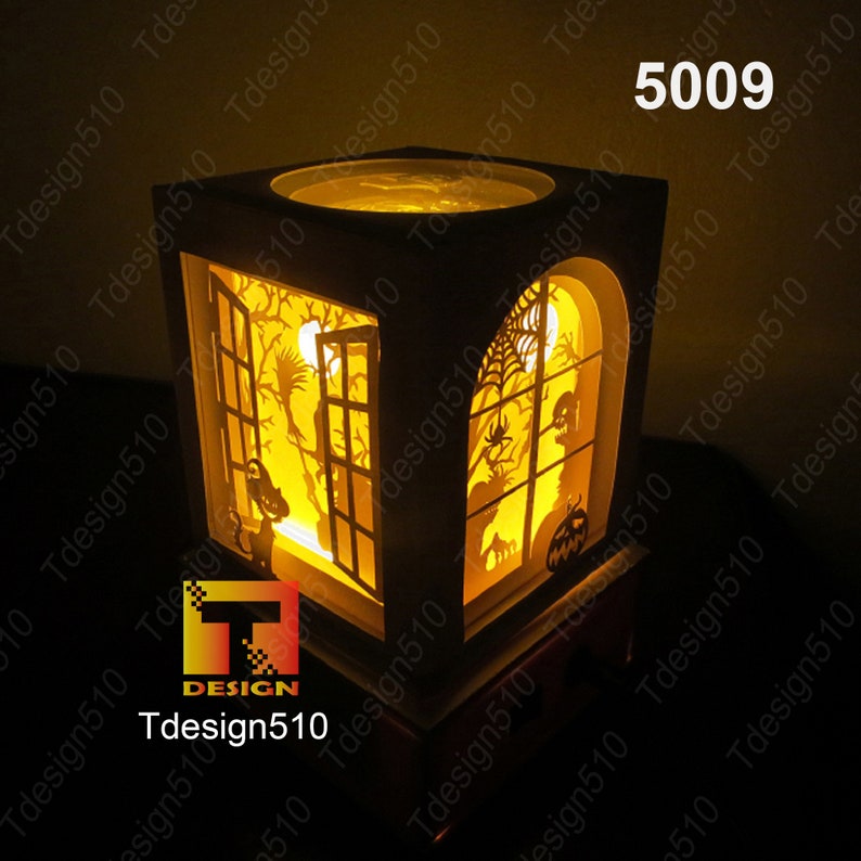 Halloween 5 Sided Paper Cut Light Box Template, Shadow Box, 3D Lanterns ...