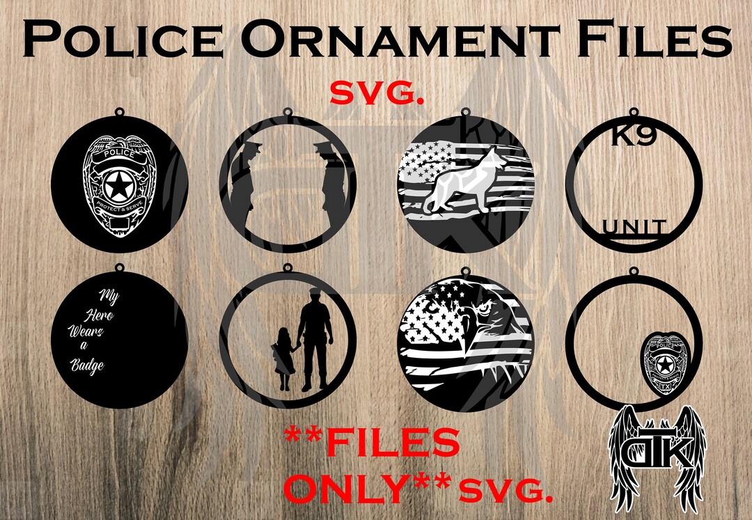 Police Christmas Ornaments **SVG FILES ONLY** 2 Layer Laser Ready Files ...