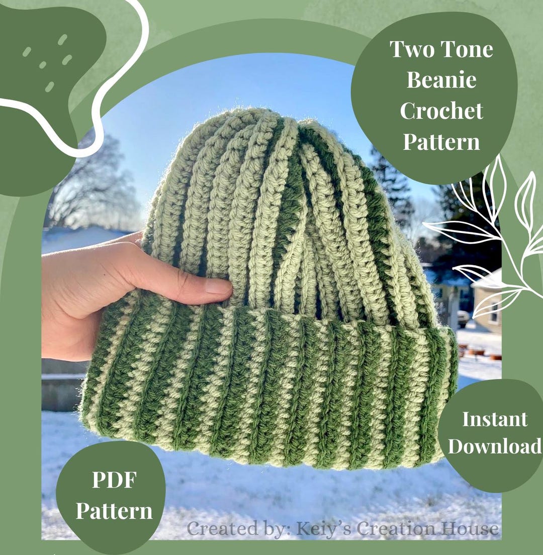 Modèle de bonnet au crochet bicolore : tutoriel facile (modèle PDF ...