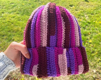 Scrap Yarn Beanie, Scrappy, Handmade, Hat, Patchwork, Multicolor, Yarn ...