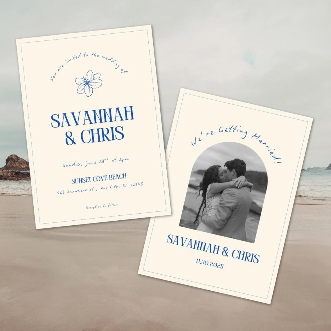 Coastal Wedding Invitation Suite Template: Summer Tropical Beach ...