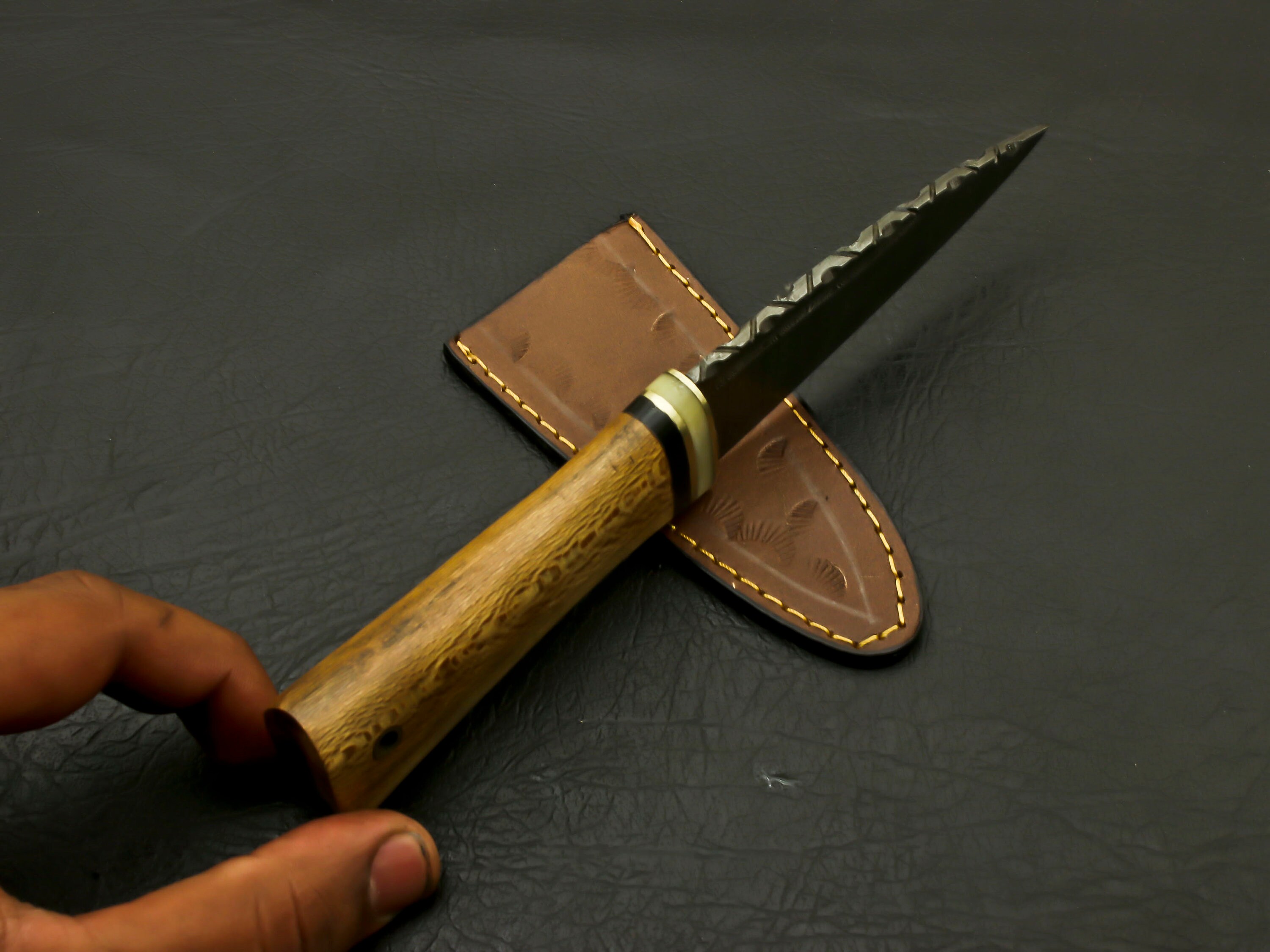 8 Inches Celtic Scottish - Genuine Damascus Sgian Dubh Dirk Knife ...