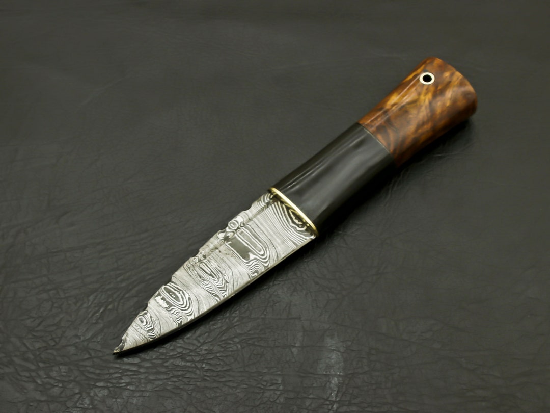 8 Inches Celtic Scottish - Genuine Damascus Sgian Dubh Dirk Knife ...