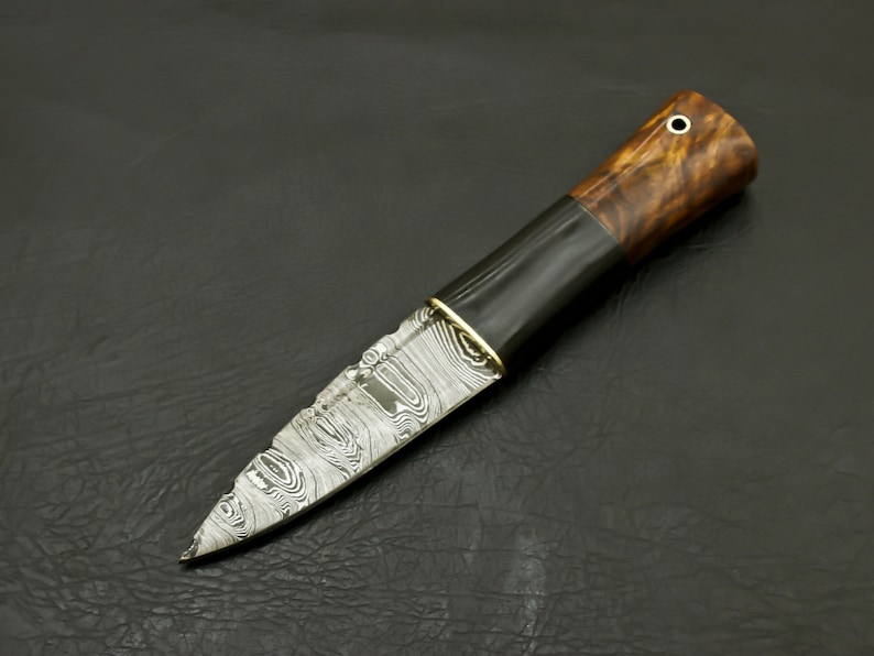 8 Inches Celtic Scottish - Genuine Damascus Sgian Dubh Dirk Knife ...