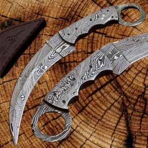 9 Inches Handmade Full Damascus Steel Karambit Knife - Etsy