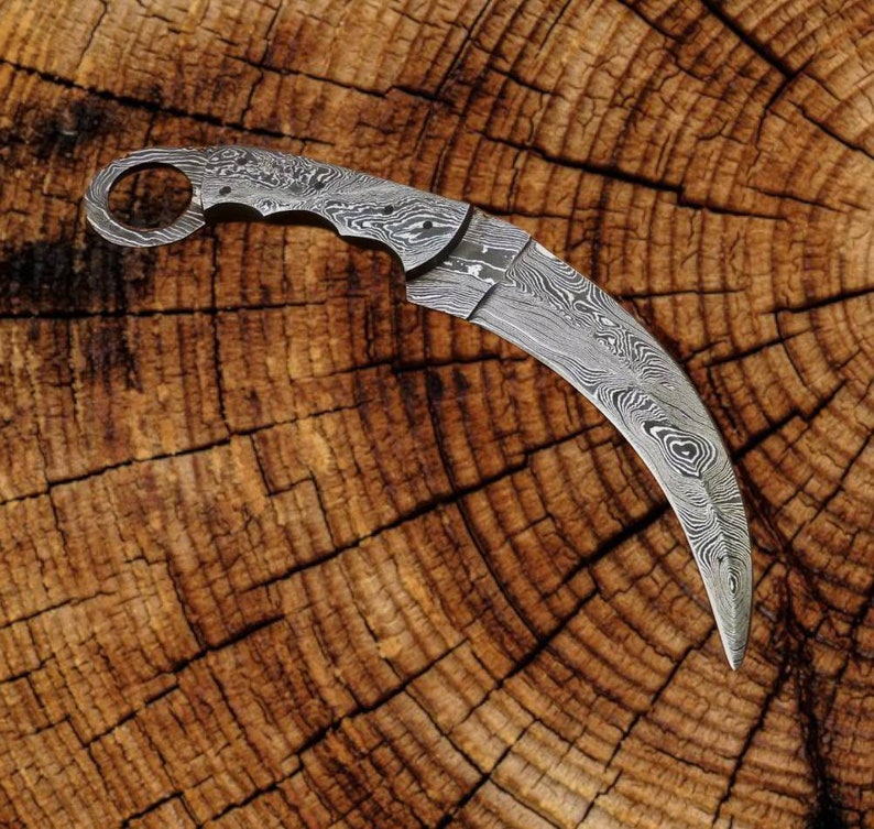 9 Inches Handmade Full Damascus Steel Karambit Knife - Etsy