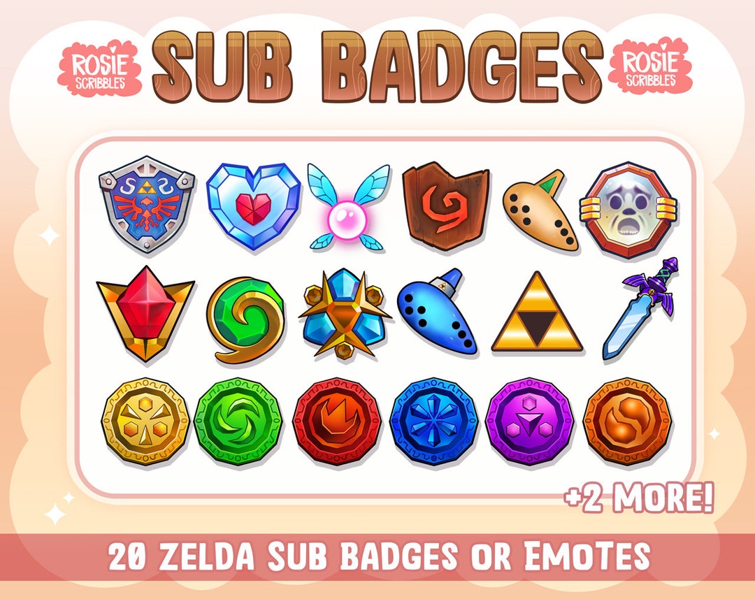 20 Pack Zelda Themed Sub Badges Emotes Stickers - Etsy