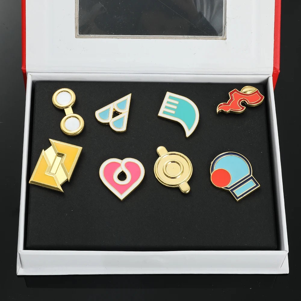 Pokemon Gym Badges Kanto Johto Hoenn Sinnoh Unova Kalos League Region ...
