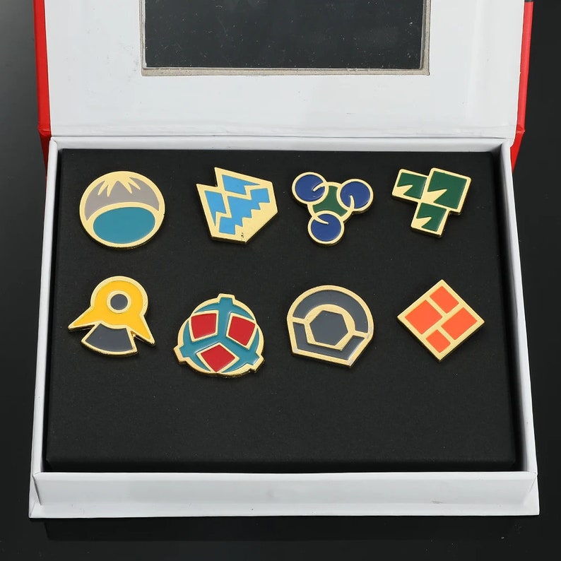 Pokemon Gym Badges Kanto Johto Hoenn Sinnoh Unova Kalos League Region ...