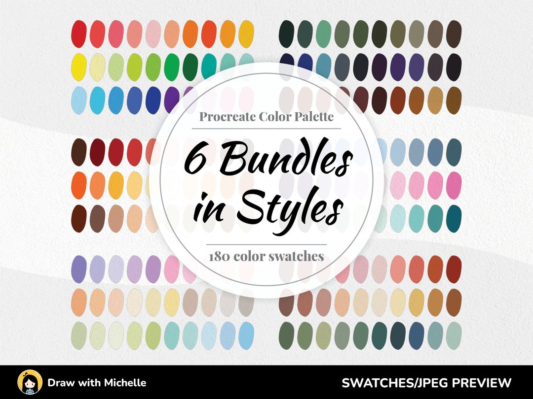 Procreate Color Palette BUNDLE | 6 Sets | 180 Colors for Procreate ...