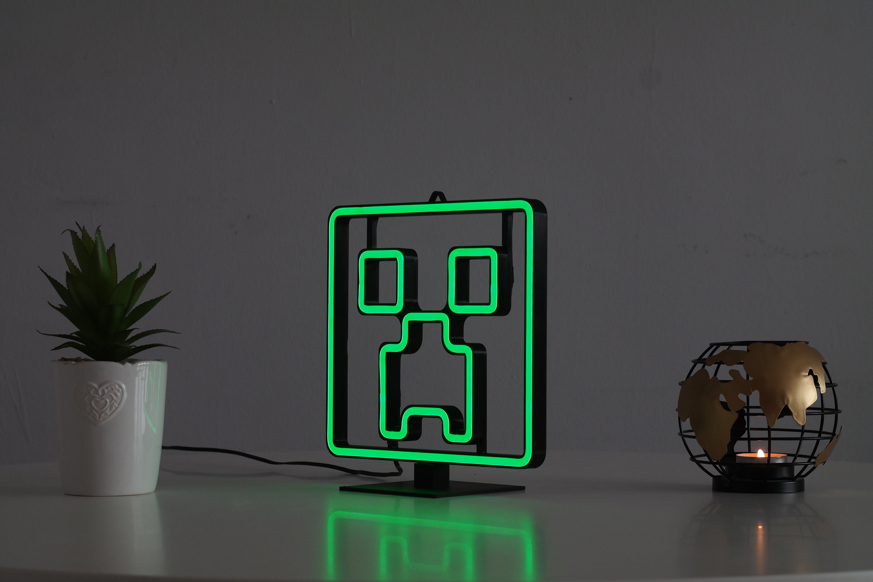 Minecraft Creeper Wall Decor Neon Sign LED Desk Lamp Gaming | Etsy