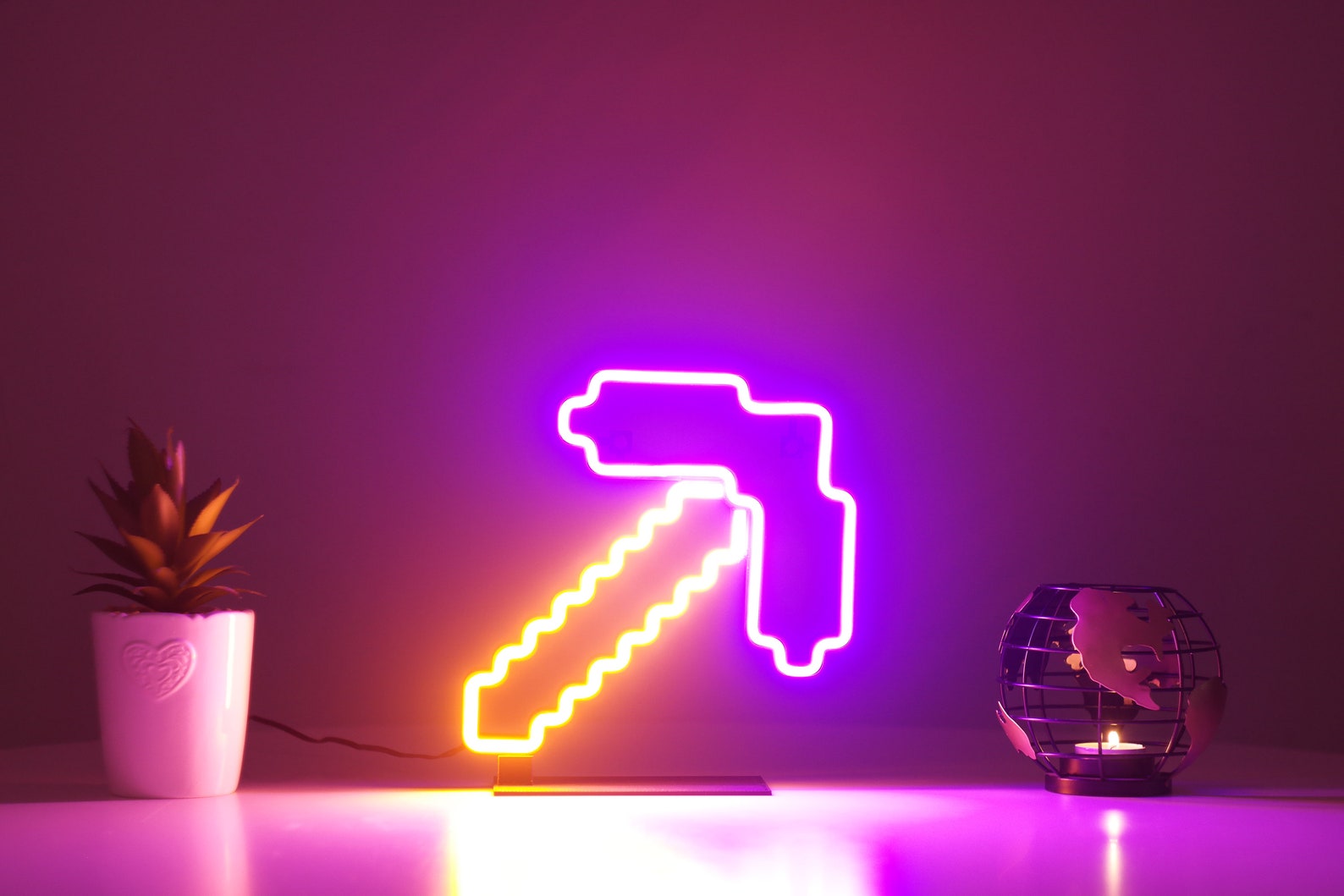 Minecraft Pickaxe Wall Decor Neon Sign LED Desk Lamp Gaming | Etsy
