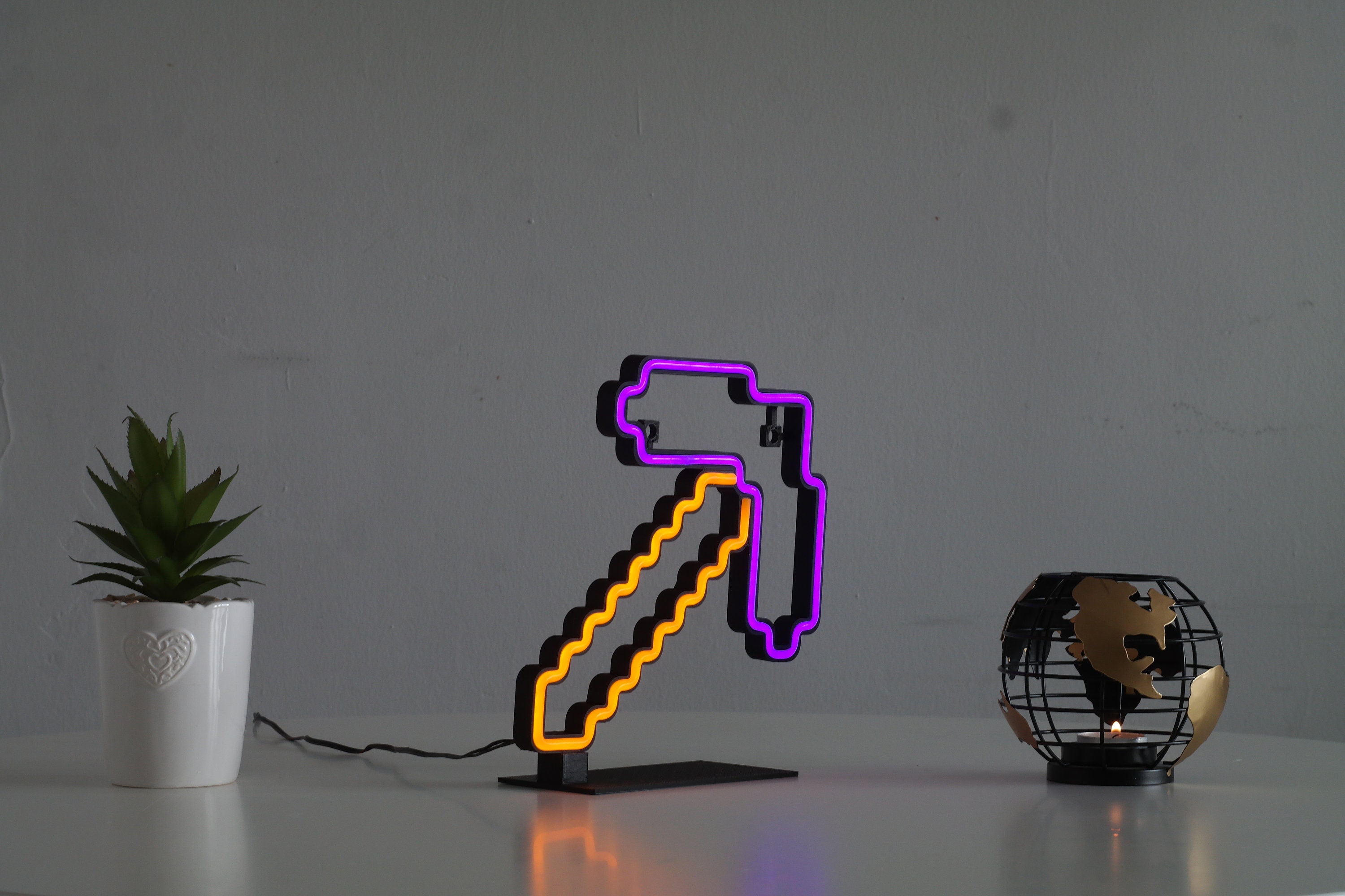 Minecraft Pickaxe Wall Decor Neon Sign LED Desk Lamp Gaming | Etsy