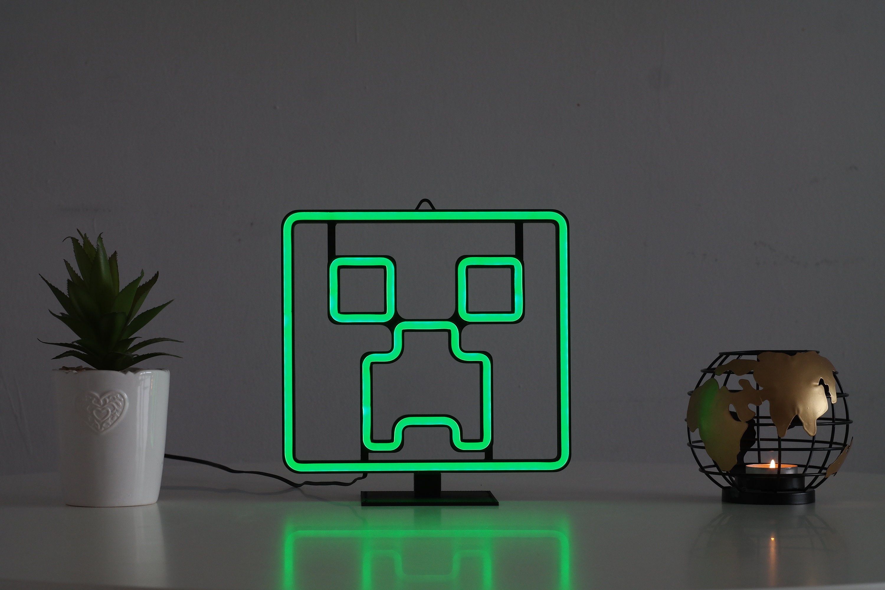Minecraft Creeper Wall Decor Neon Sign LED Desk Lamp Gaming | Etsy