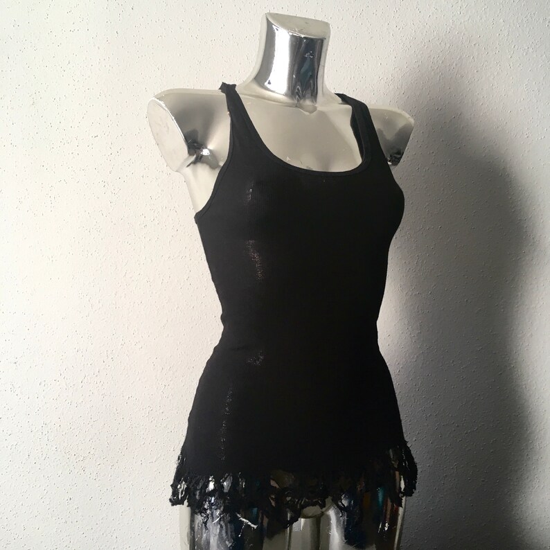 Hand Shredded Distressed Hem Ribbed Tank Top | Etsy