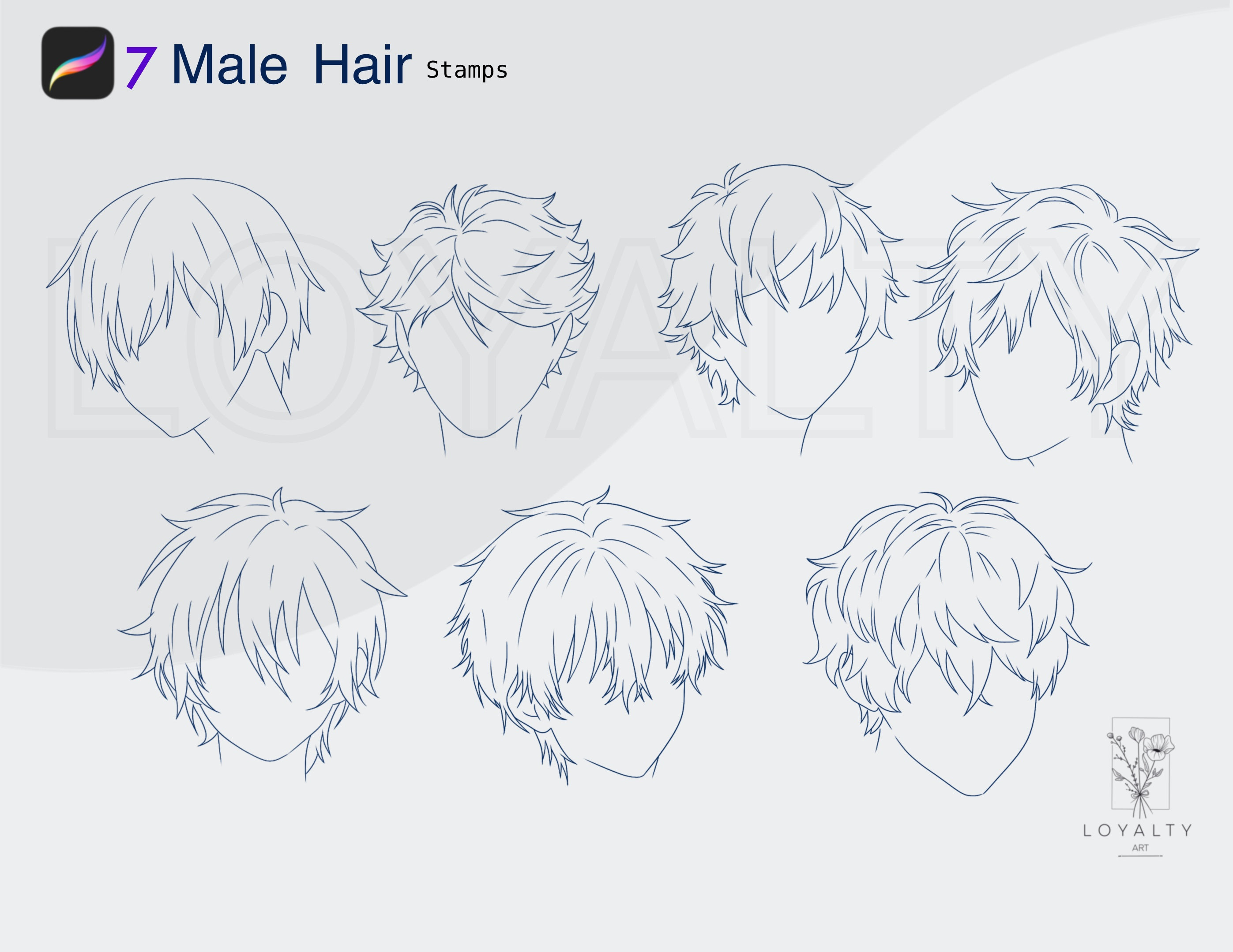 25 Anime Hair Stamp Male & Female Manga Stamp Brush Chibi - Etsy