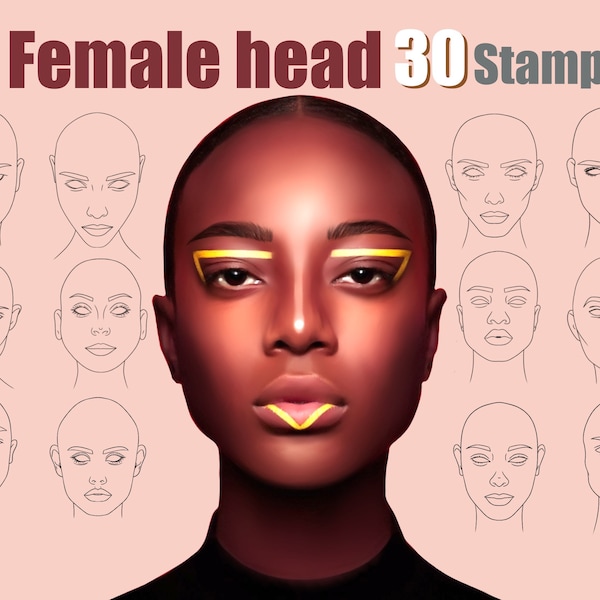 Procreate Female Faces Stamps Etsy