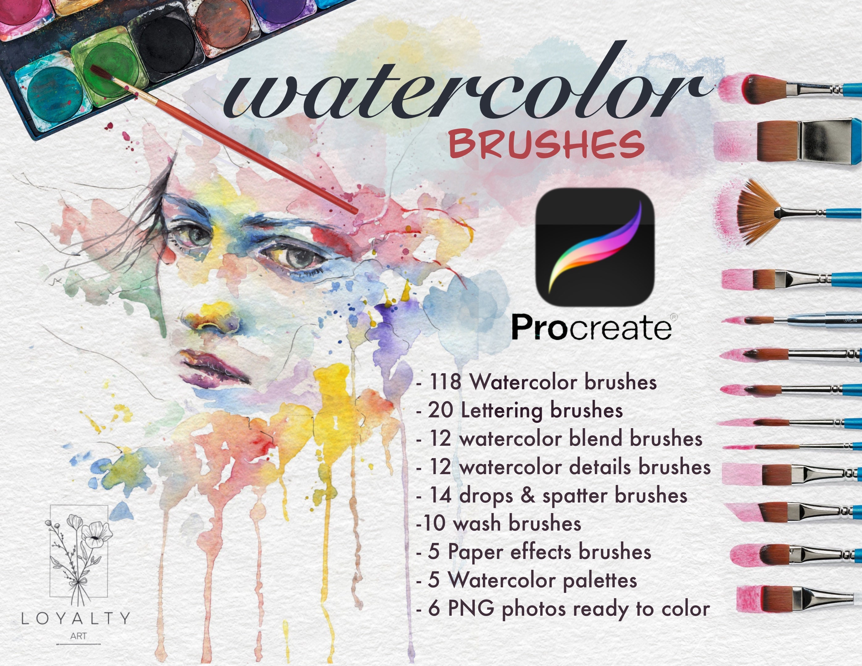 118 Procreate Watercolor Kit Brushes Watercolor texture | Etsy