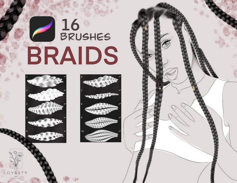 16 Braids Brushes for Procreate Sketch Braids Guide Brushes - Etsy