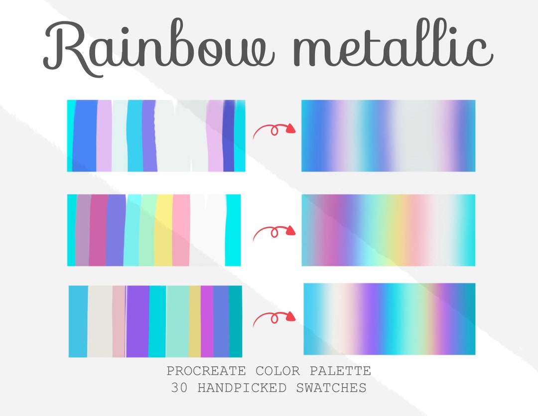Rainbow Metallic Palette, Digital Color Palette, Procreate Tools ...